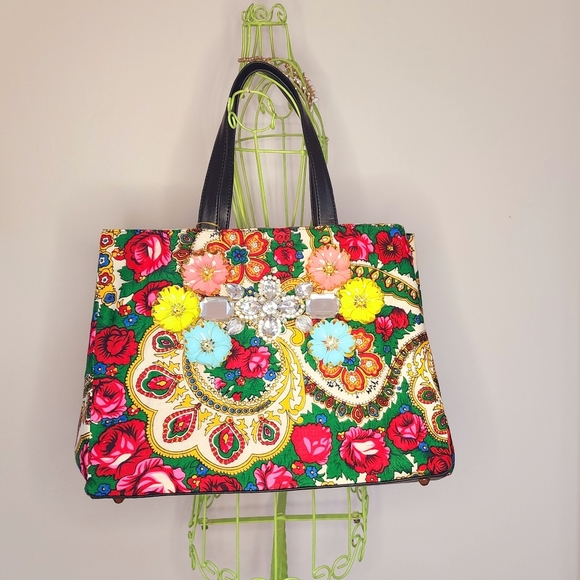 Manoush | Bags | Manoush Vintage Cabas Lea Rose Large Tote Bag ...